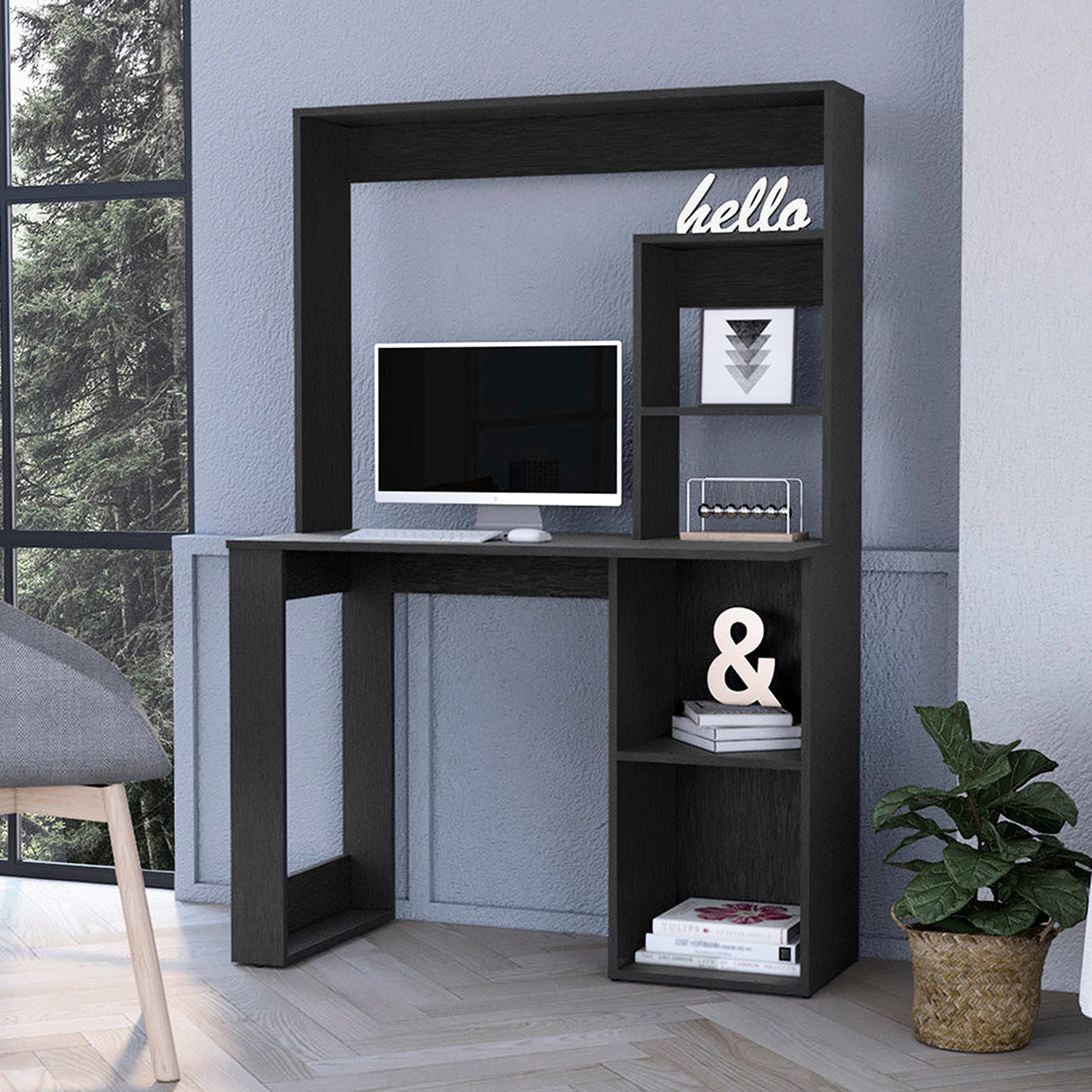 MDF Filler Desk - Hutch with Shelves Storage - Personal Office - Keep ...