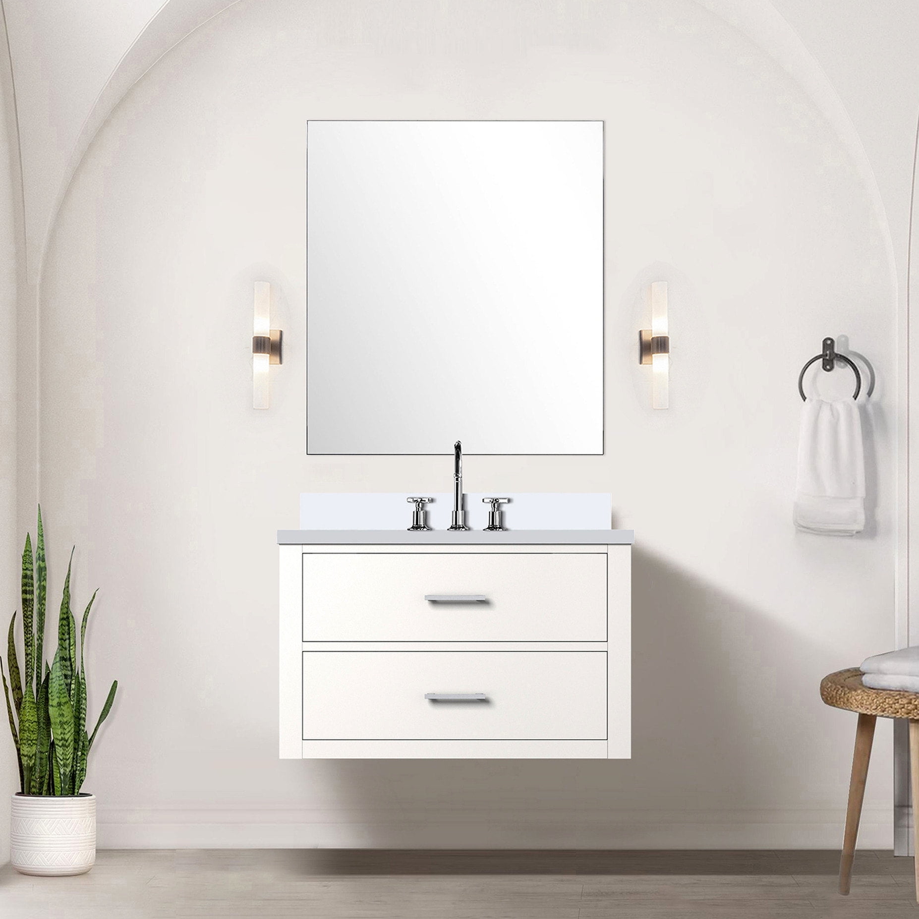 MDF Filler for Added Stability - 30 - inch White Bath Vanity with Solid ...