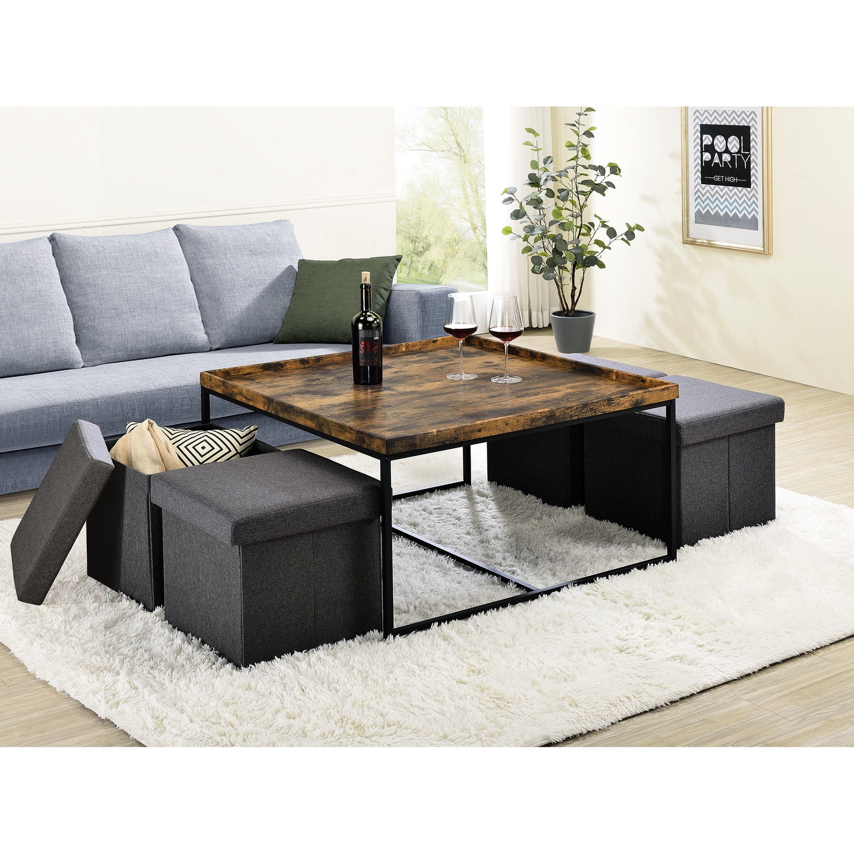 MDF Material Coffee Table Set - Indoor Entertainment - Easy to Clean ...