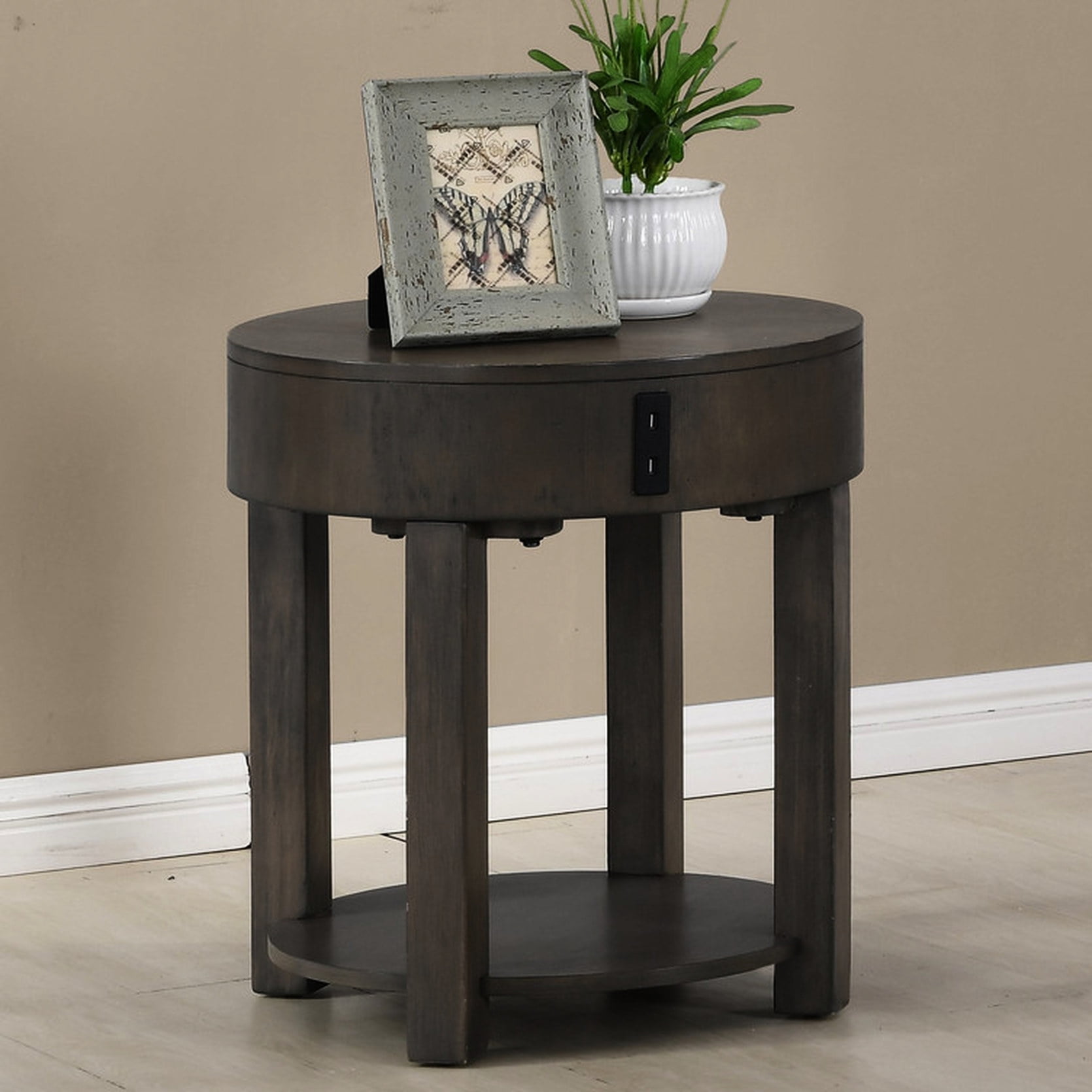 MDF Material | End Table with Round Bottom Shelf | Brings Durability ...