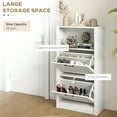 MDF Shoe Cabinet with Open Compartment & 2 Flip Drawers, 10-Pair ...