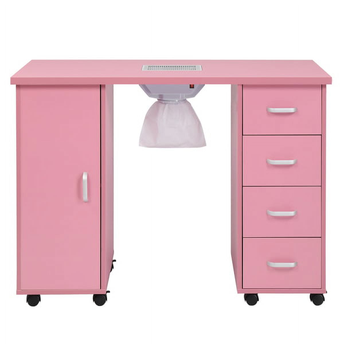 MDF Single Door 4 Drawer with Fan Pink Nail Table MDF Single Door 4 ...