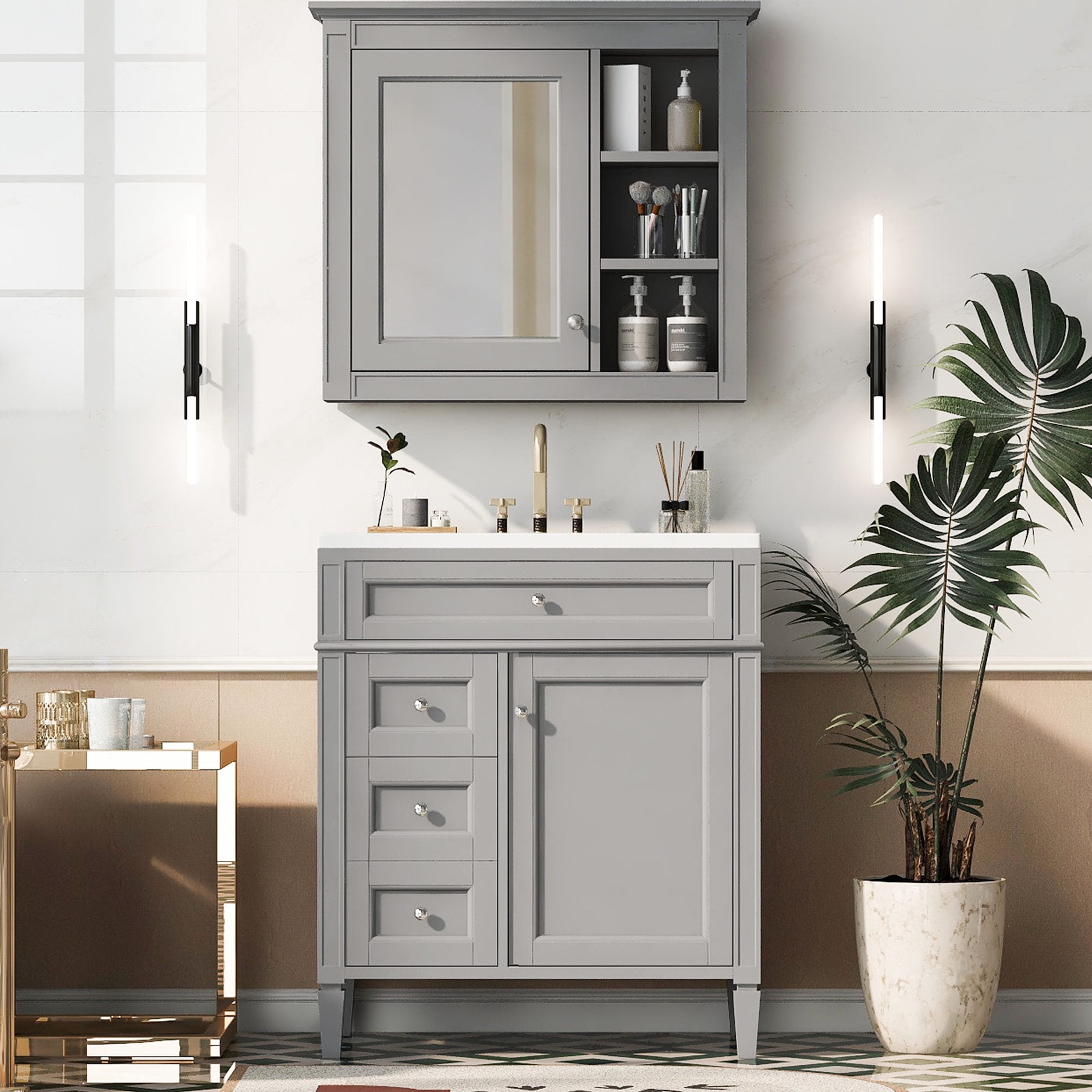 MDF & Solid Wood Vanity+Anti - spill Hole”-“Bathroom Cleaning+Prevent ...
