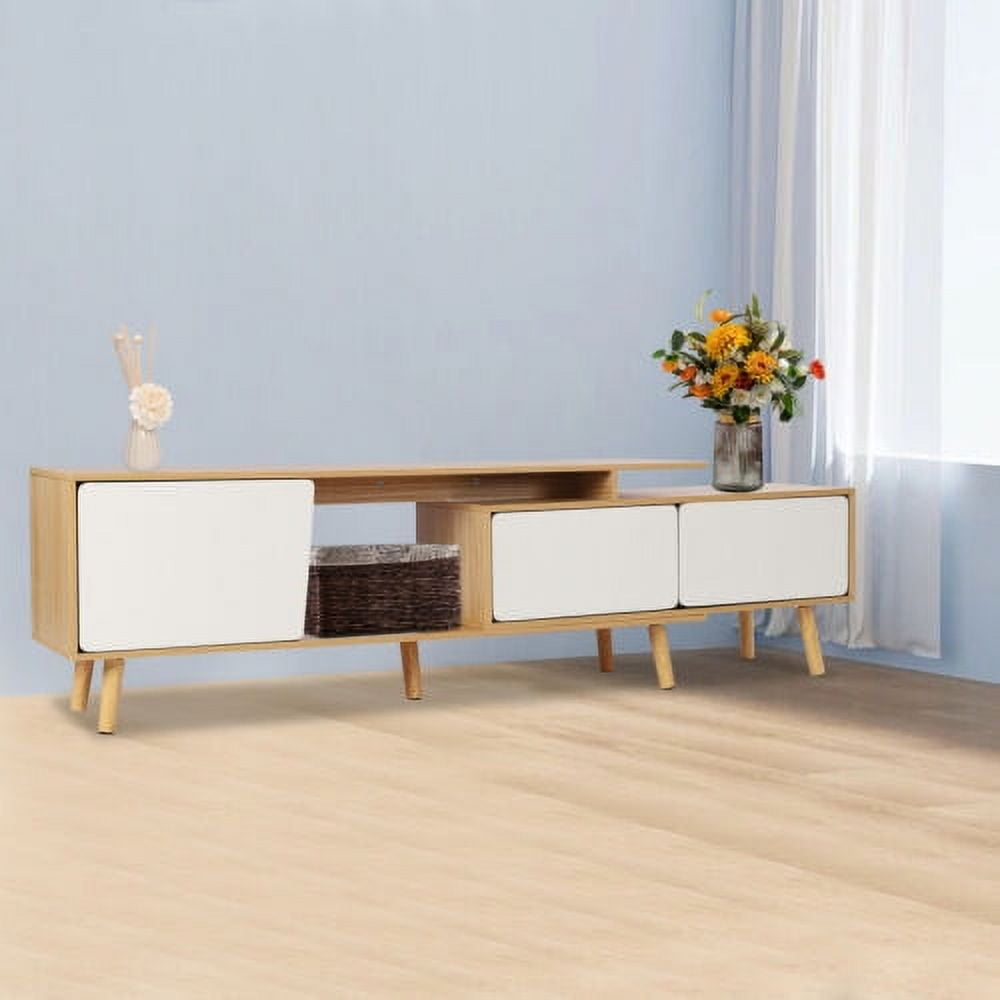 MDF TV Stand Entertainment Center Adjustable TV Armoire W/3*Storage ...