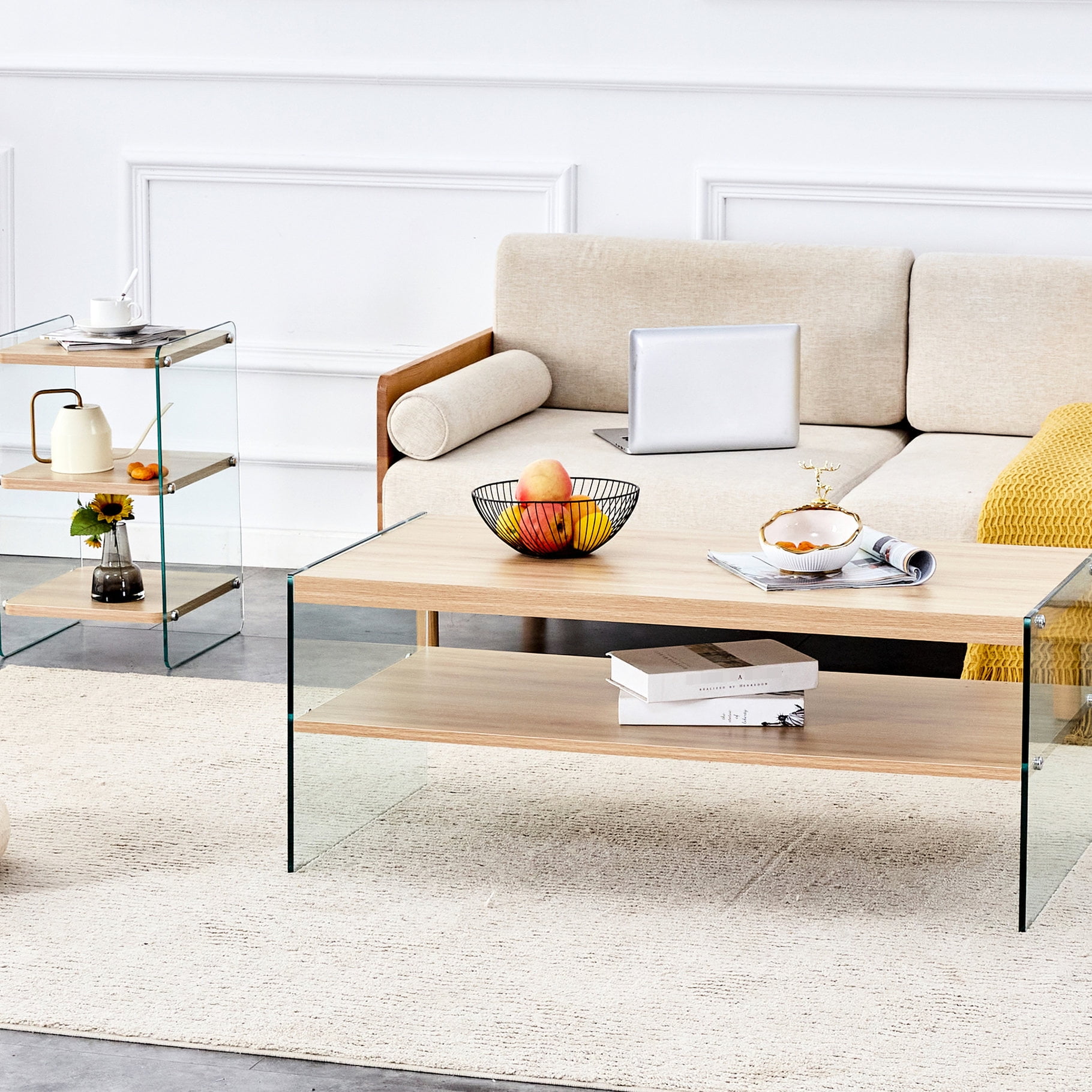 MDF Table with Glass / Multiple Usage Scenarios / Easy Assembly ...