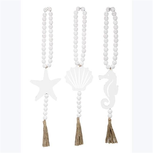 MDF & Wood Nautical Beads String with Shell, Seahorse & Starfish - 3 ...