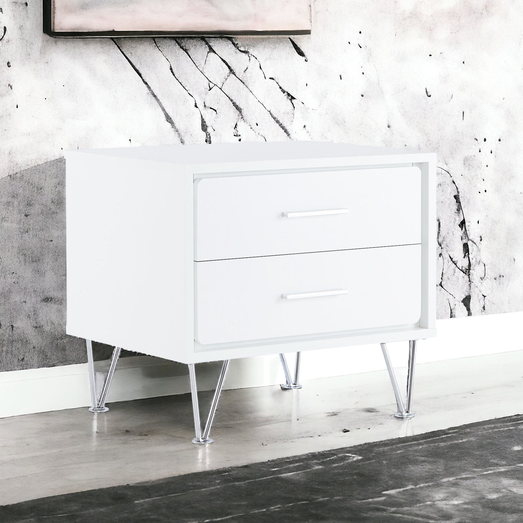 MDF and Metal Night Table with 18" Height / Perfect Bedside Companion ...