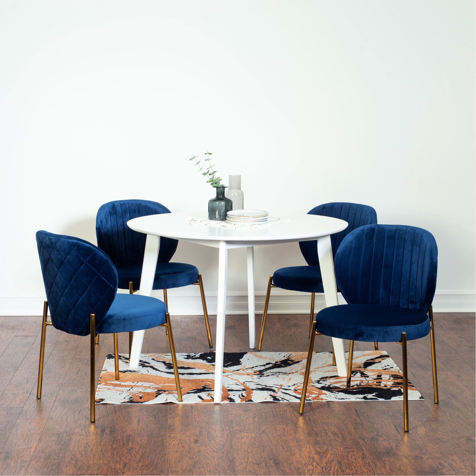MDF and Rubberwood Table - Soft-Touch Velvet Chairs - Dining Space ...