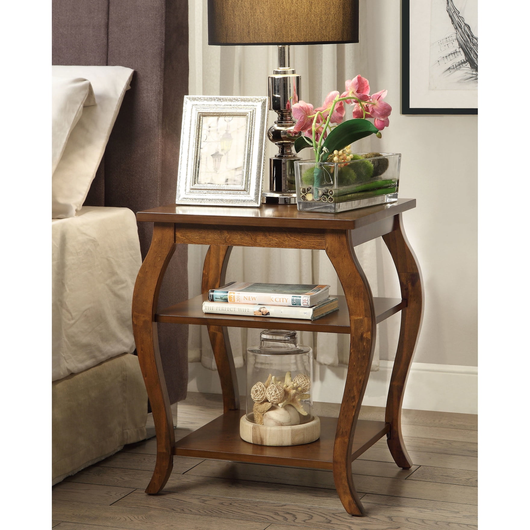 MDF and Wood Veneer, 10lbs Shelf Weight Limit Accent Table - Great for ...