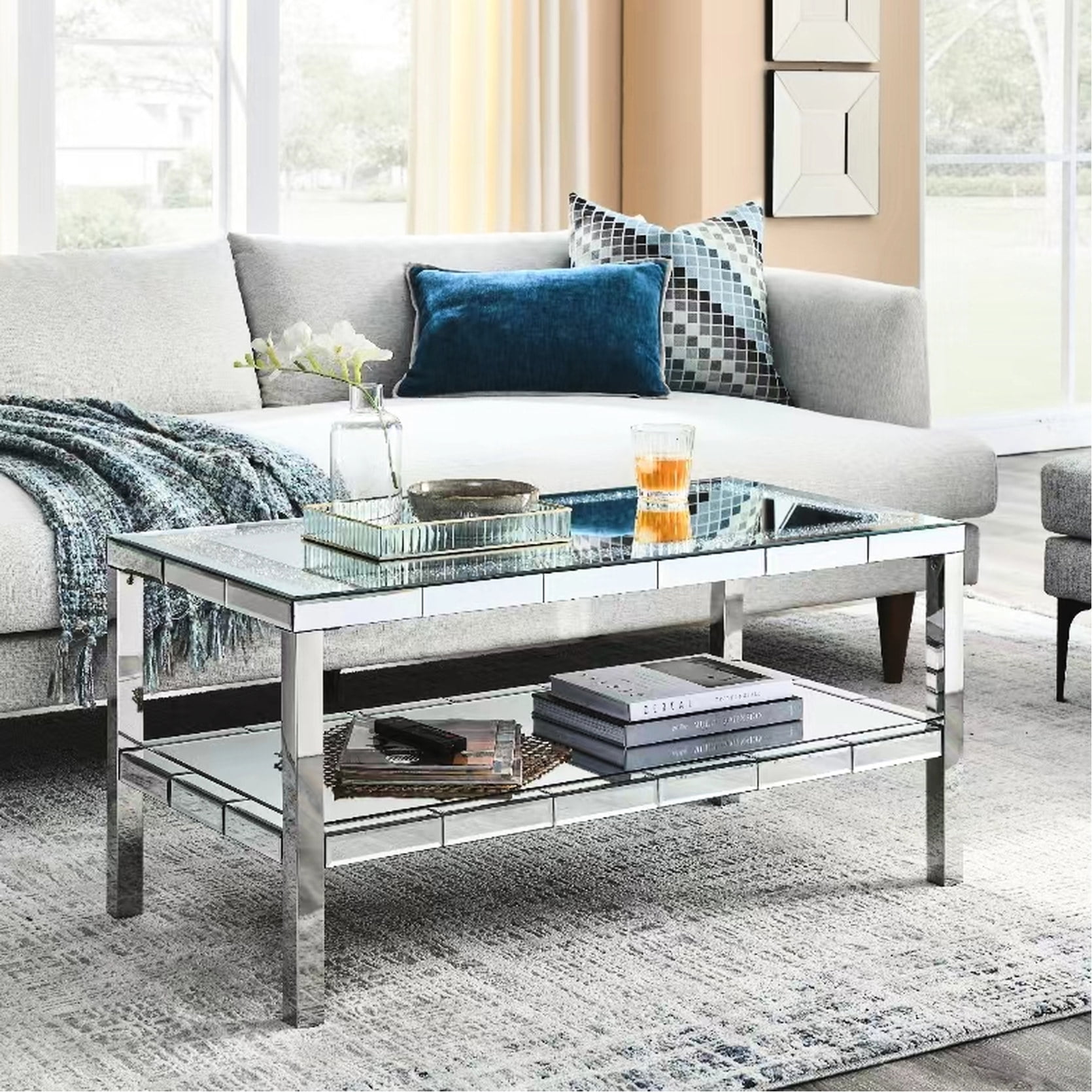 MDF + glass main material, open storage | Perfect for living room ...