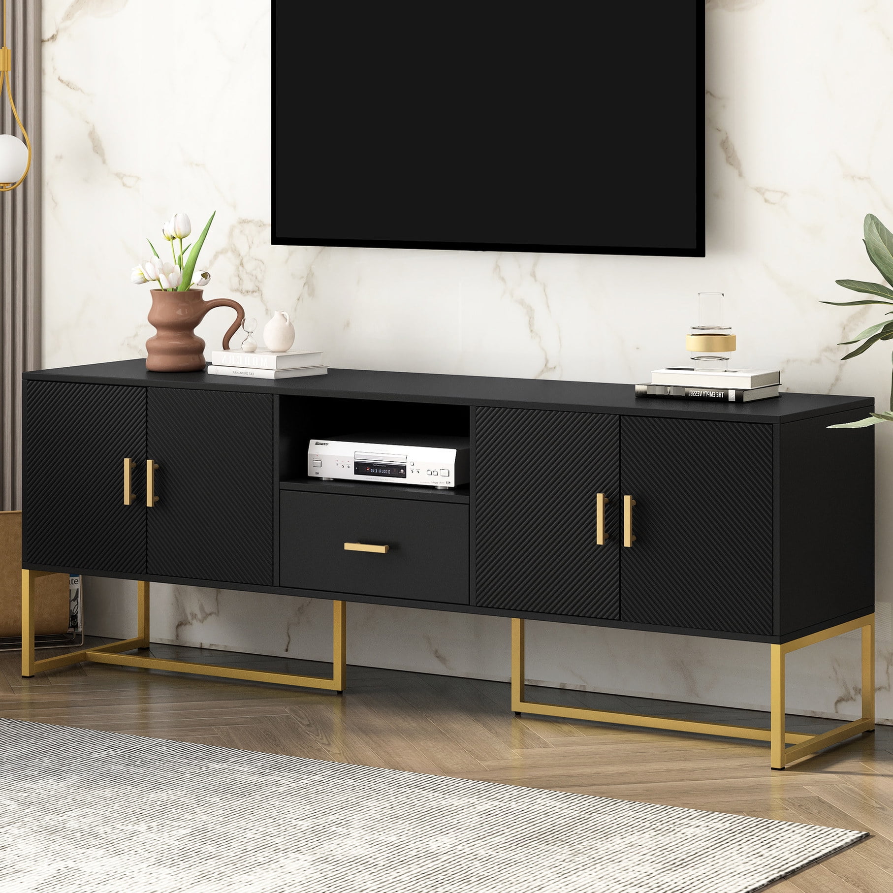 MDF material, cable management hole - Two cabinets for large items ...