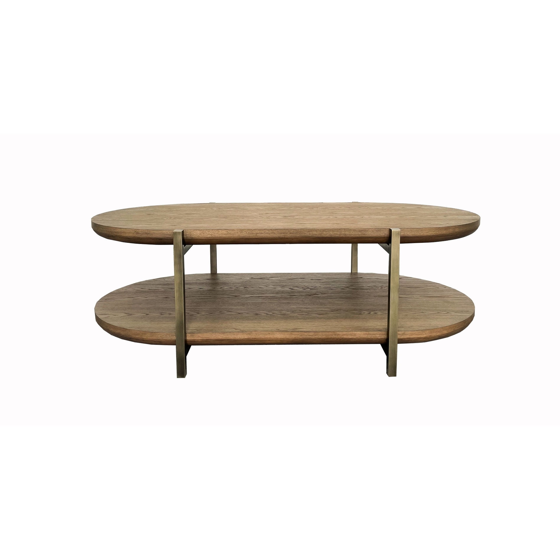 MDF metal cocktail table in light brown with shelf for entertainment ...