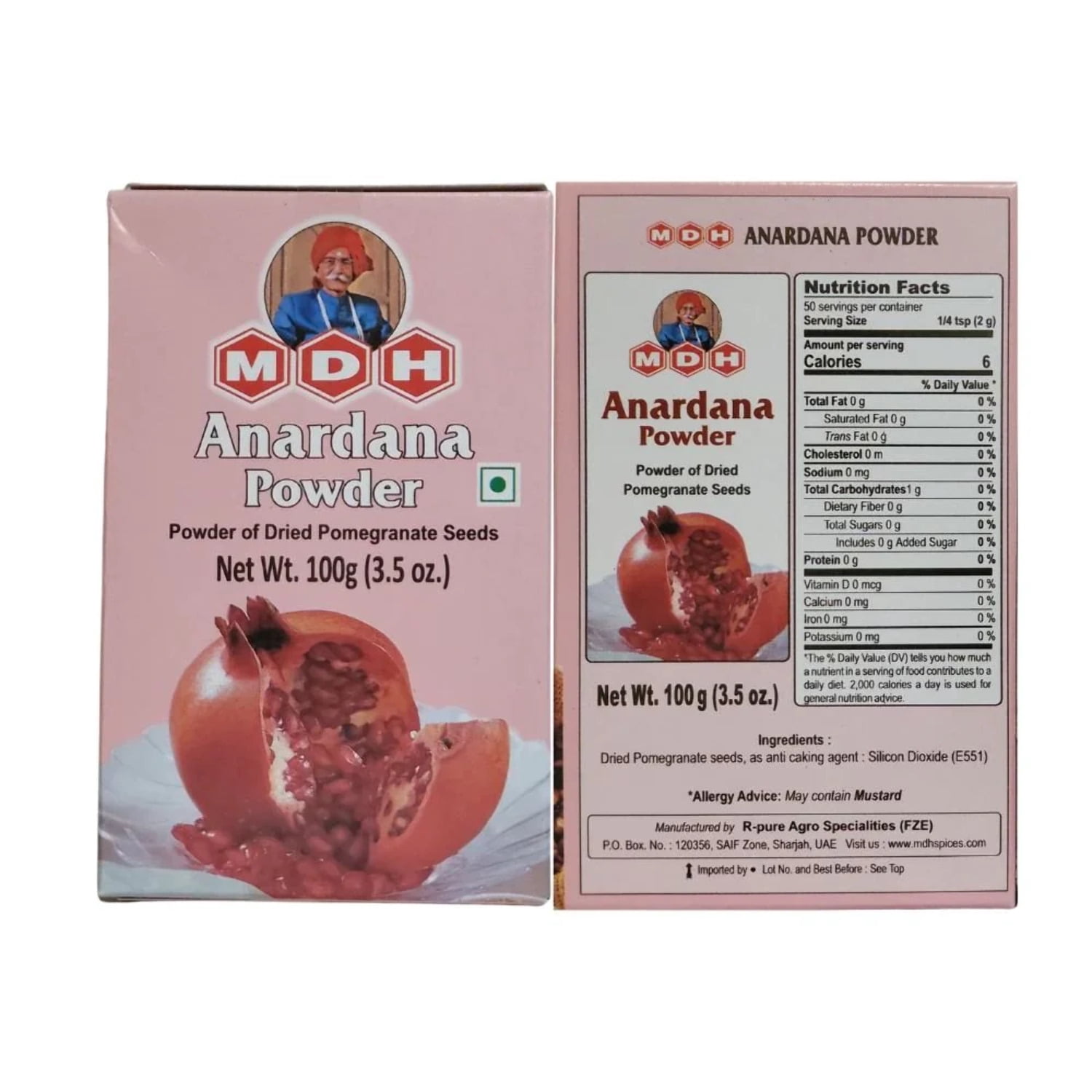 MDH Anardana Powder of Dried Pomegranate Seeds 100gm (Pack of 10 ...