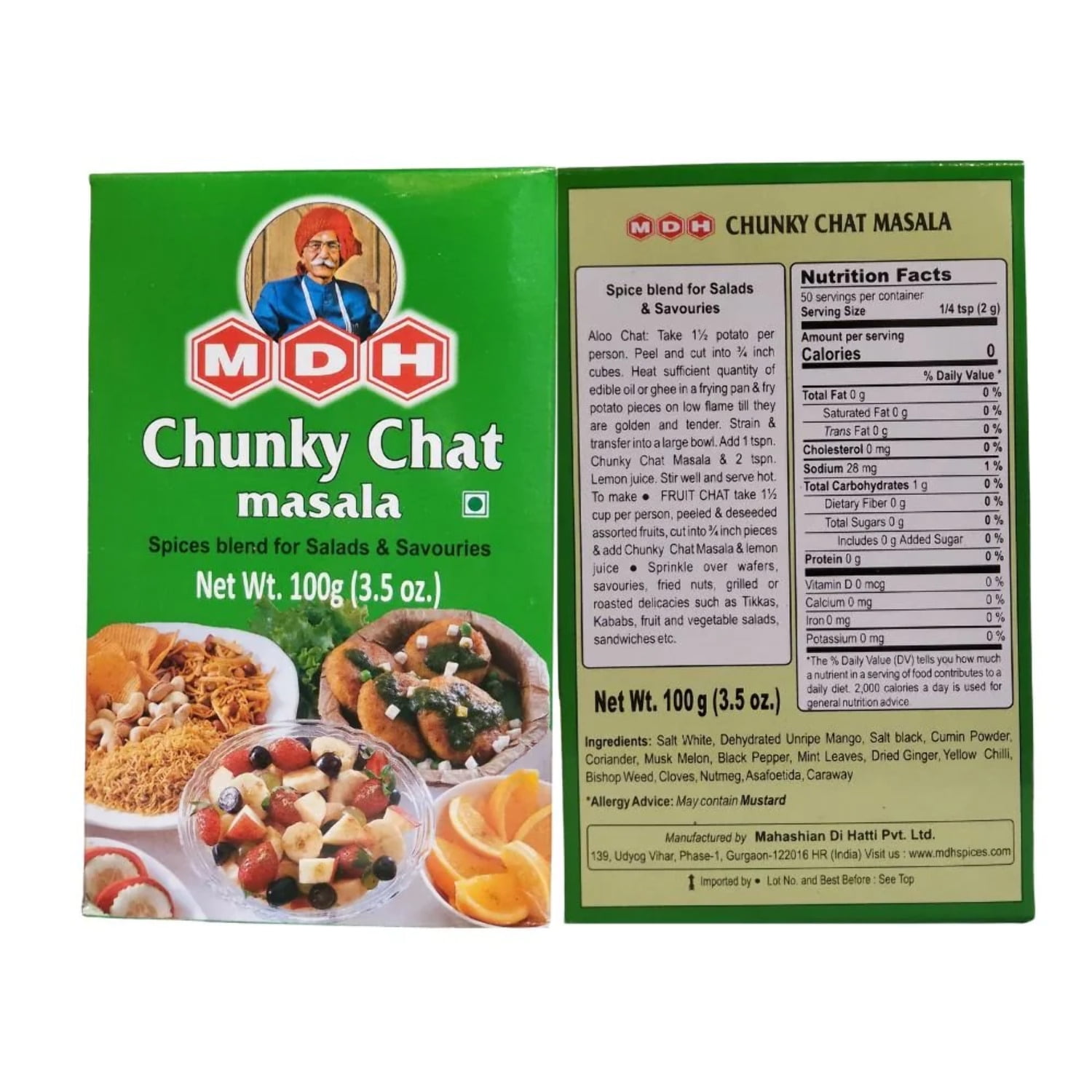 MDH Chunky Chat Masala For Salads & Savories 100g (Pack of 10 ...