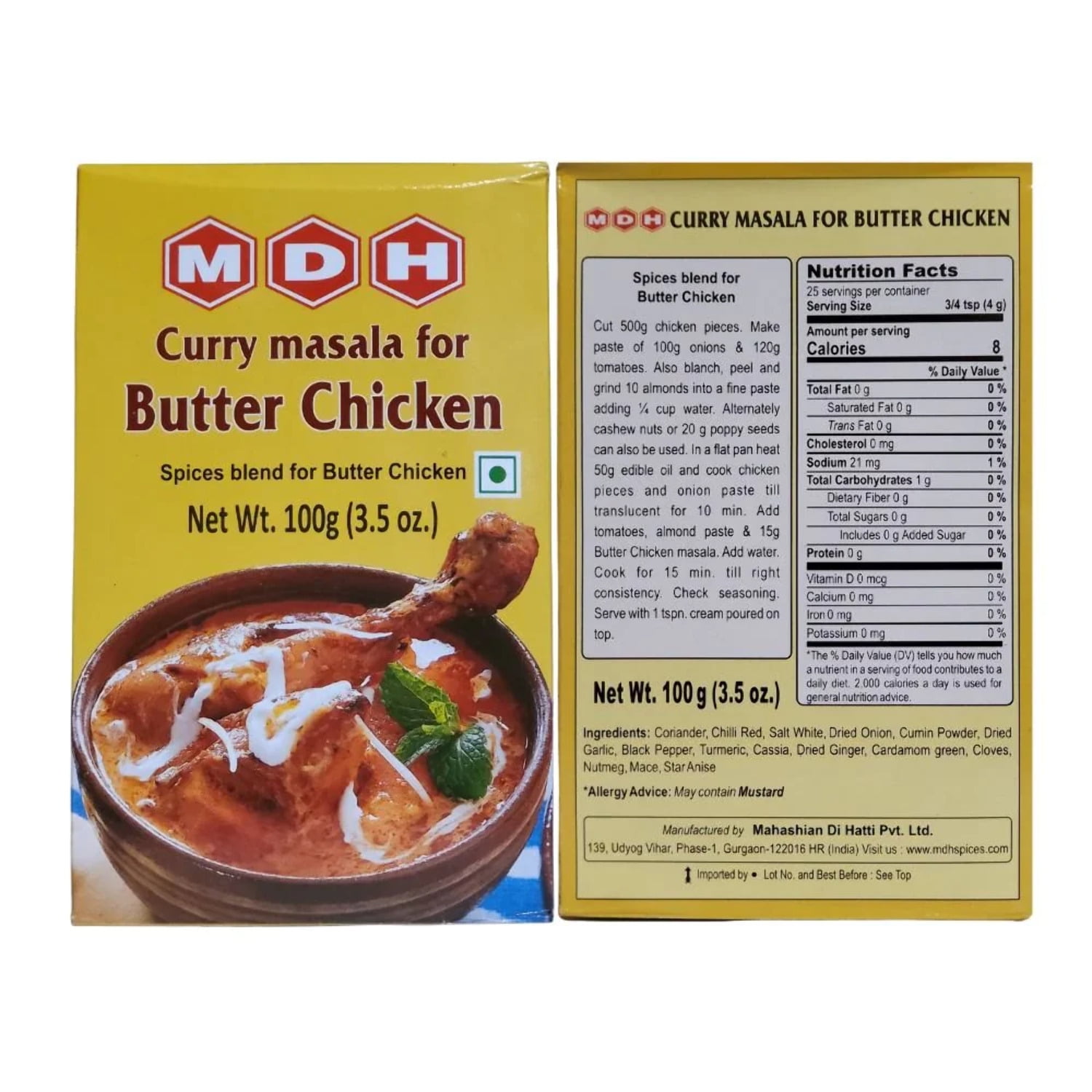 MDH Seasoning Mix Butter Chicken Masala 100g - Walmart.com