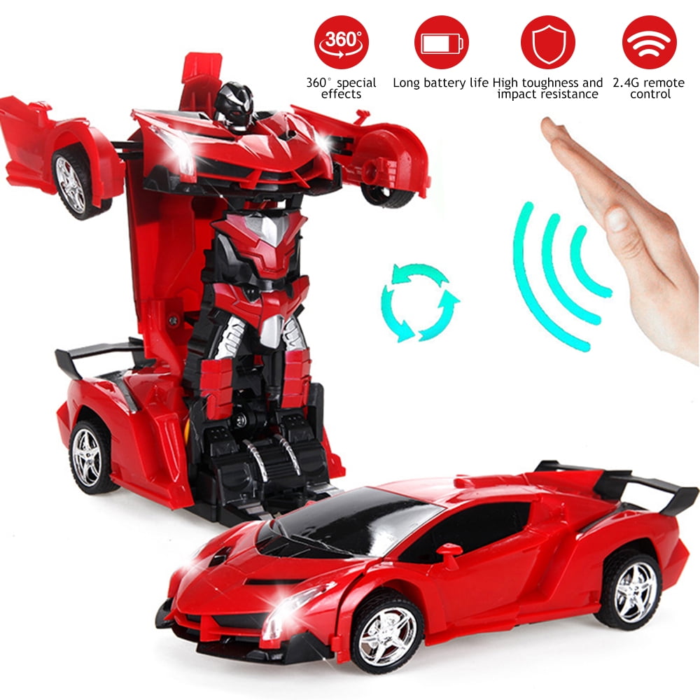 MDHAND 1/18 Scale RC Remote Control Transforming Robot Sports Car Toys ...