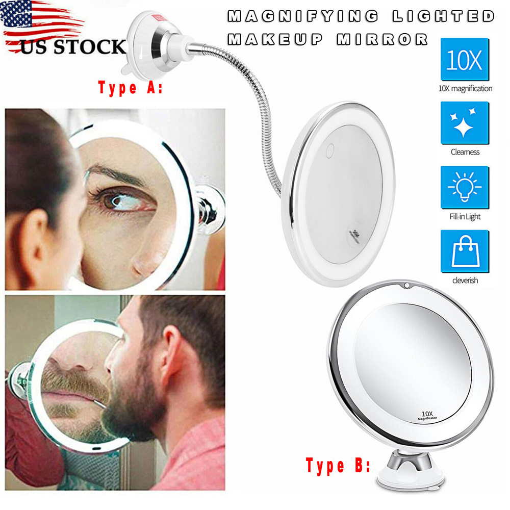 MDHAND 10x Magnifying Lighted Makeup Mirror with 360° Rotation, Touch ...