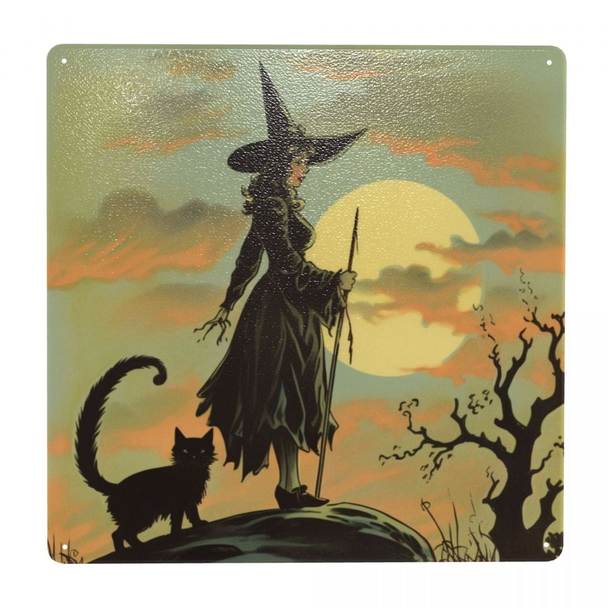 MDHAND 12x12in Square Tin Sign 1950s Old Spooky Retro Halloween White - Walmart.com