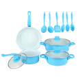 MDHAND 13-Piece Blue Nonstick Cookware Set, Pots and Pans with Lids ...