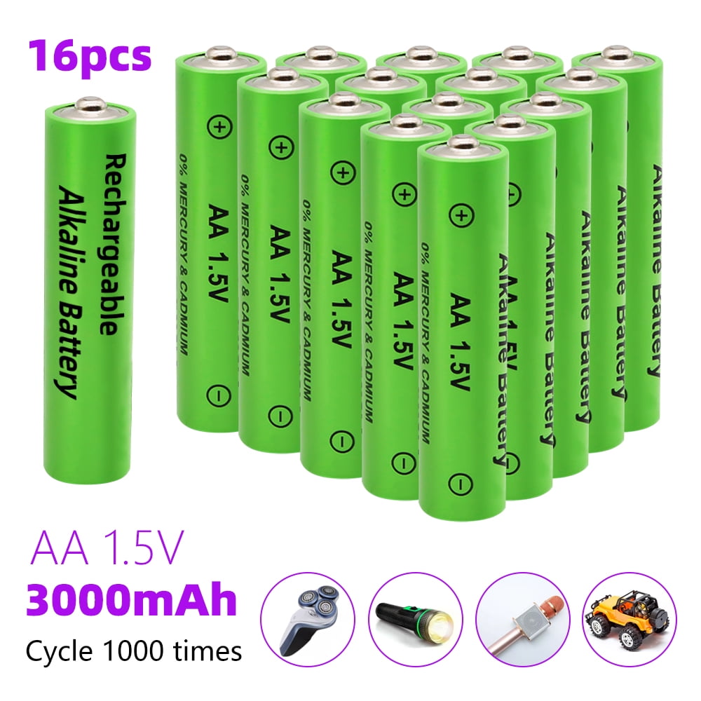 MDHAND 16-Pack Long-lasting 1.5V AA Alkaline Rechargeable Batteries, Value Recharge - Walmart.com