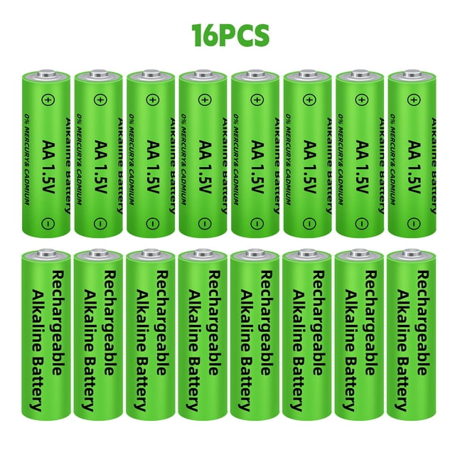 MDHAND 16Pcs 1.5V AA Rechargeable Alkaline Battery, 3000mAh, Long-Lasting, Suitable for Various ...