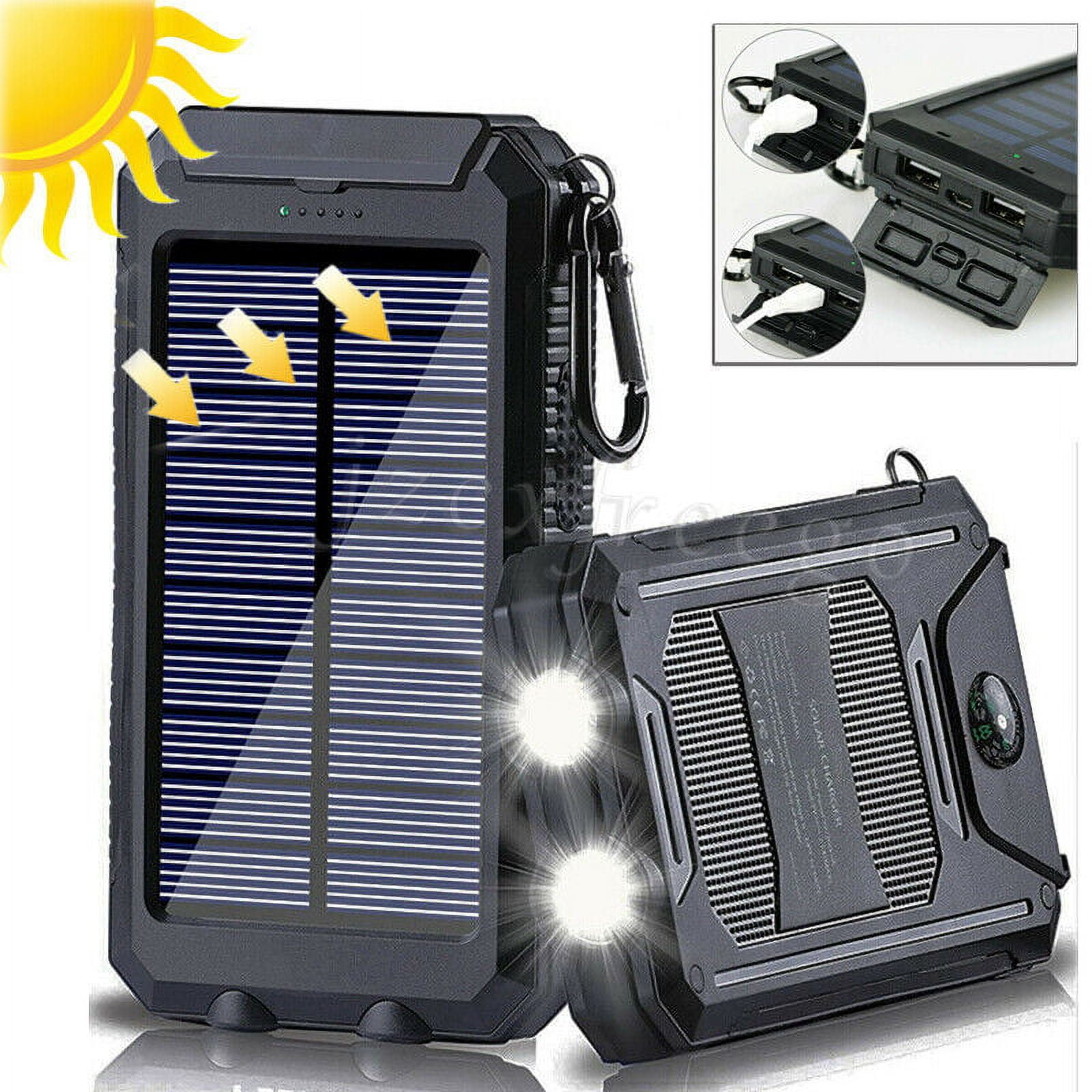 MDHAND 20,000mAh Solar Phone Charger Waterproof Dual 5V USB Port 2 LED ...