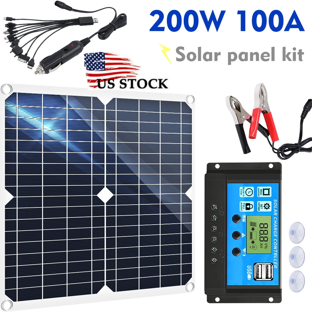 MDHAND 200 Watt 120 Volt Portable Solar Panel Charger W/ Charge ...