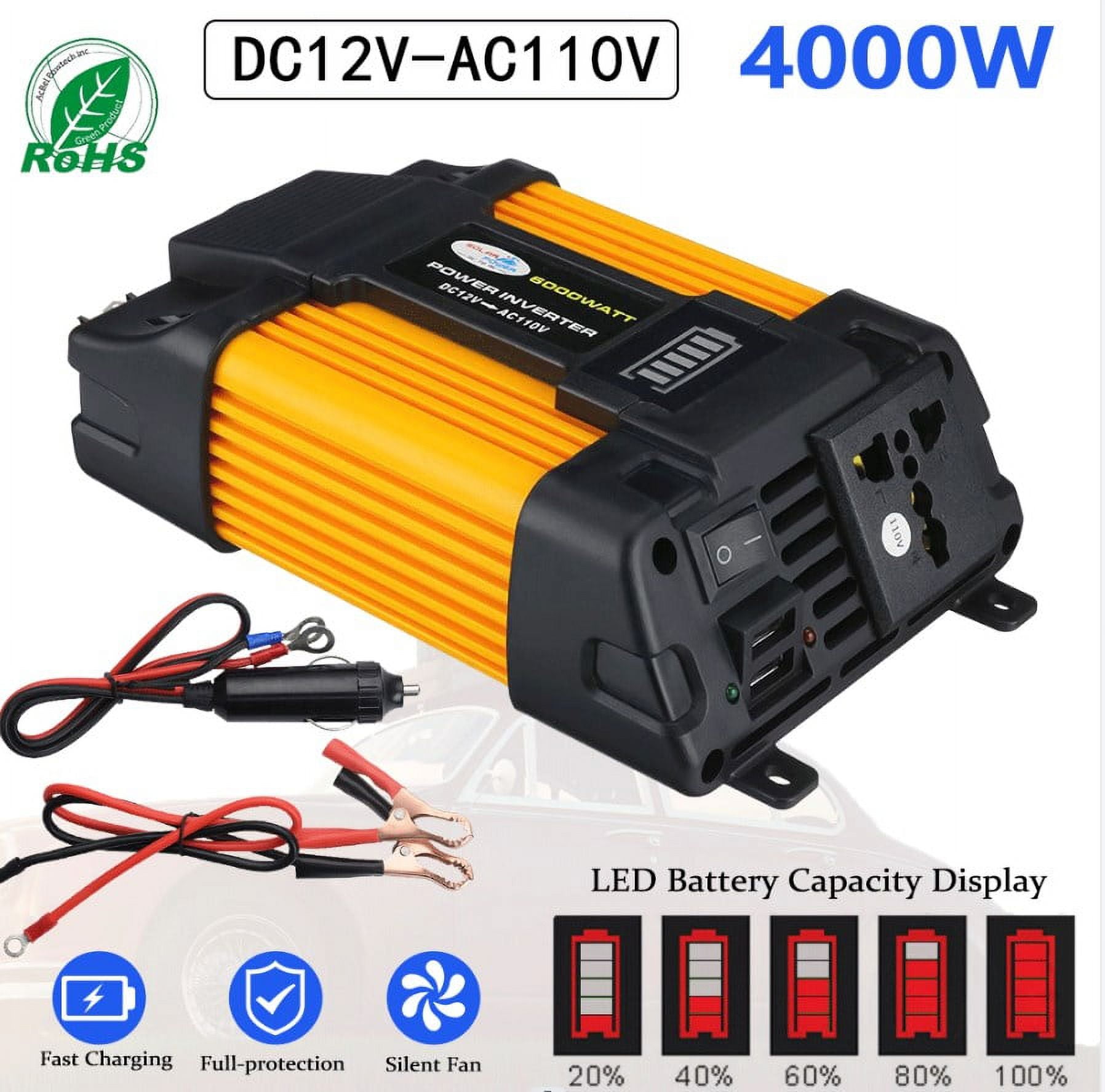 MDHAND 4000W Continuous 4000W Surge Power Inverter with Dual USB Ports ...