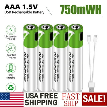 USB Rechargeable AAA Battery, 1.5V / 750mWh Rechargeable Lithium AAA ...