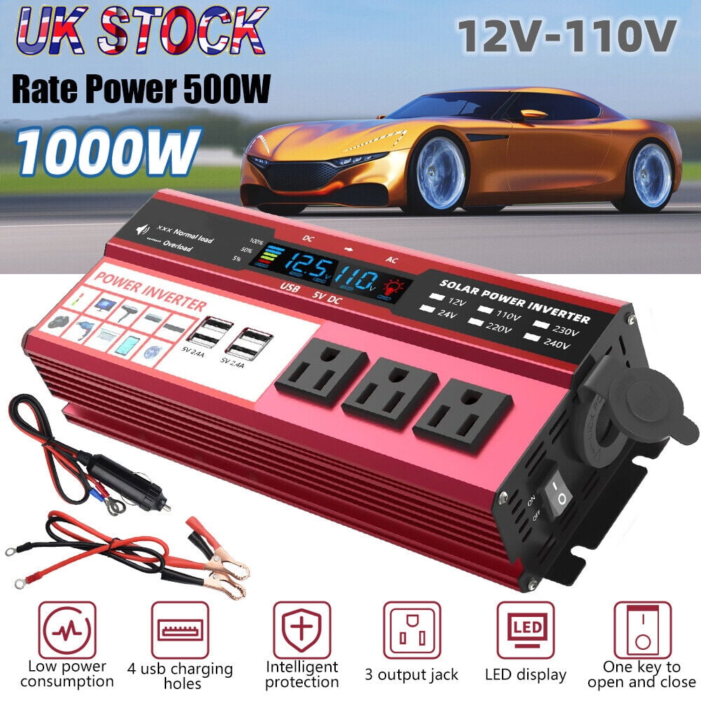 MDHAND 500W Pure Sine Wave Inverter, Car Power Inverter DC 12V to AC 110V Car Converter with LED ...