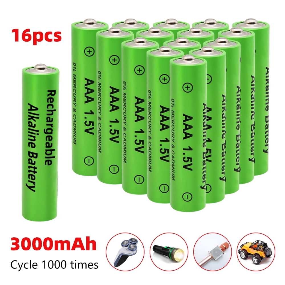 MDHAND Alkaline Triple A Batteries 16 Pack,Rechargeable 1.5V AAA Battery,Long Lasting,Low Self ...