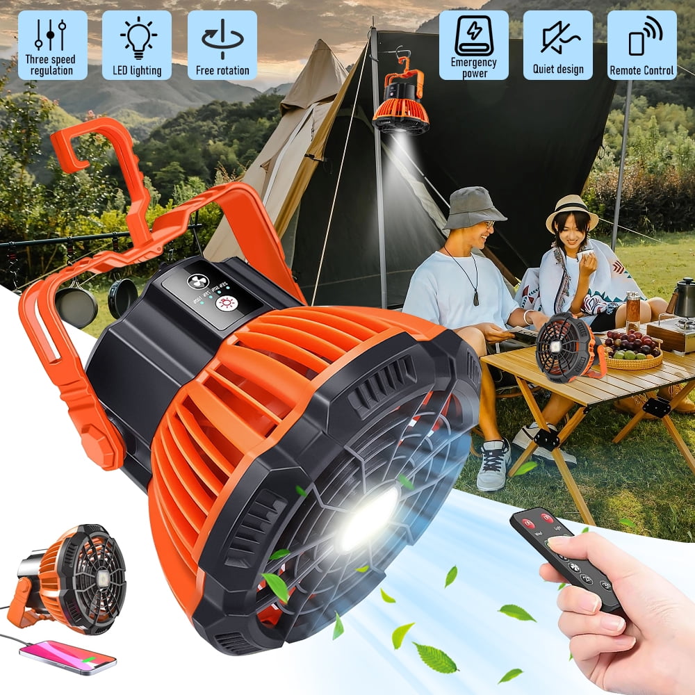 MDHAND Camping Tent Fan with LED Lantern, Camp Fan Rechargeable ...