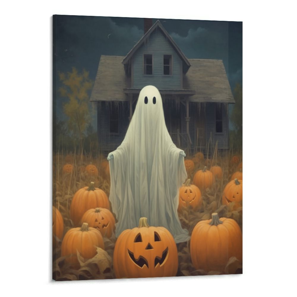 MDHAND Canvas Wall Art Picture 16x20in for Living Room Bedroom Ghost Decor - Halloween Cute ...