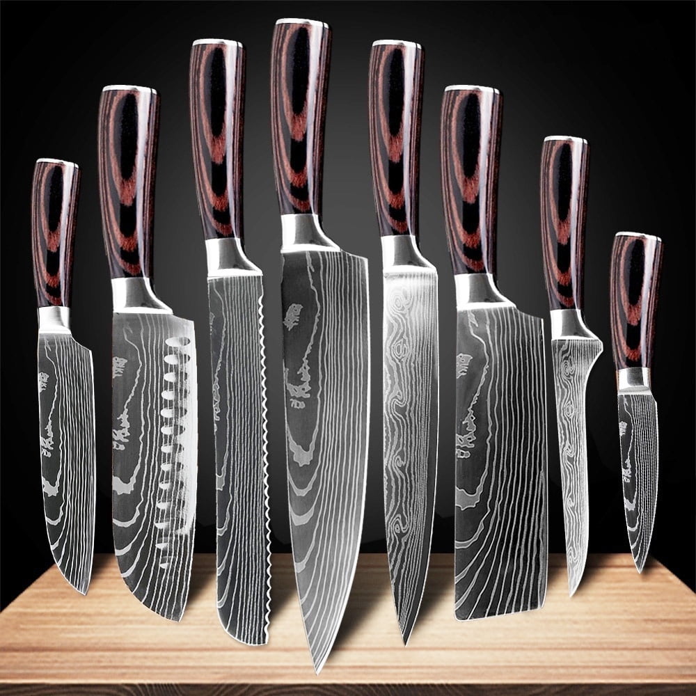 MDHAND Knife Sets for Kitchen Home, 8-Piece Forged Cutlery Knife,High ...