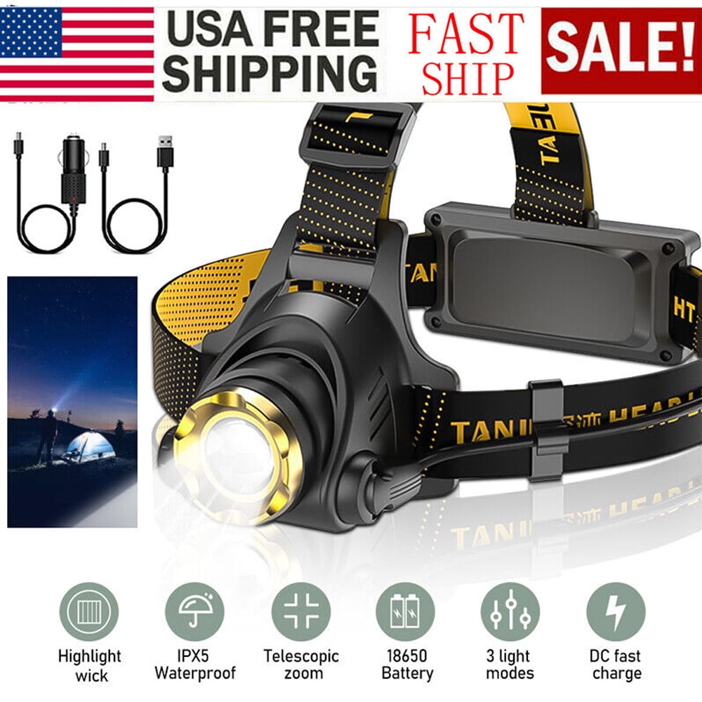 MDHAND LED Headlamp Flashlight 9900 Lumen Waterproof 3 Modes Headlight ...