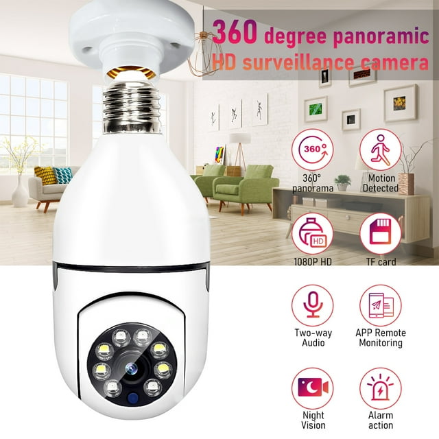 MDHAND Light Bulb Camera, Full-HD 1080P WiFi Security Camera, 360 ...