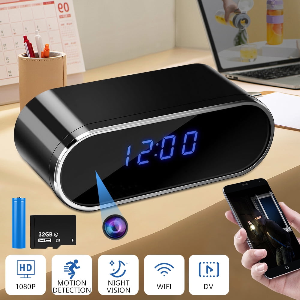 MDHAND Mini Camera Clock, HD 1080P Hidden Video Wifi Spy Cam, Night ...