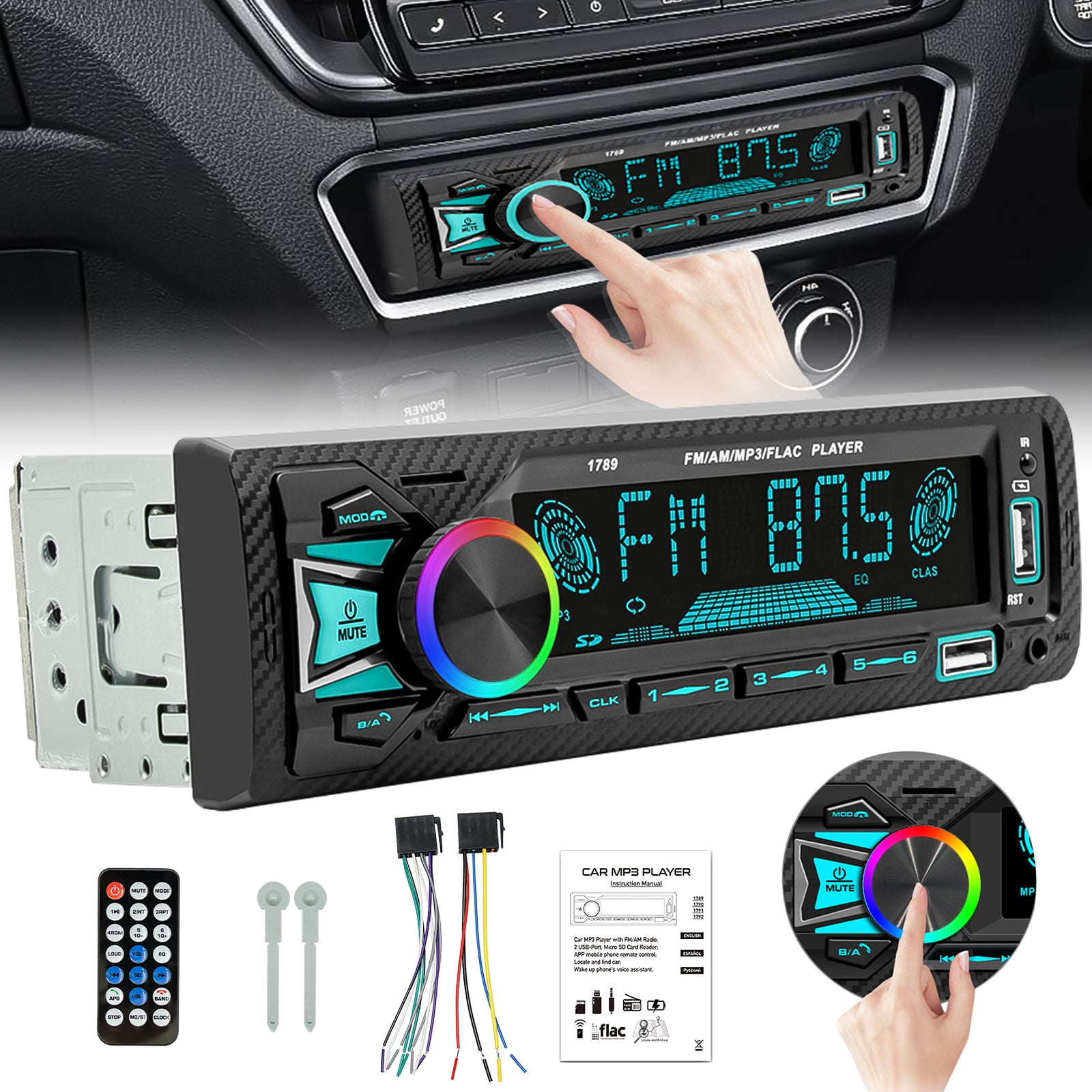 MDHAND Single Din Bluetooth Car Stereo Digital Media Receiver, AM/FM ...