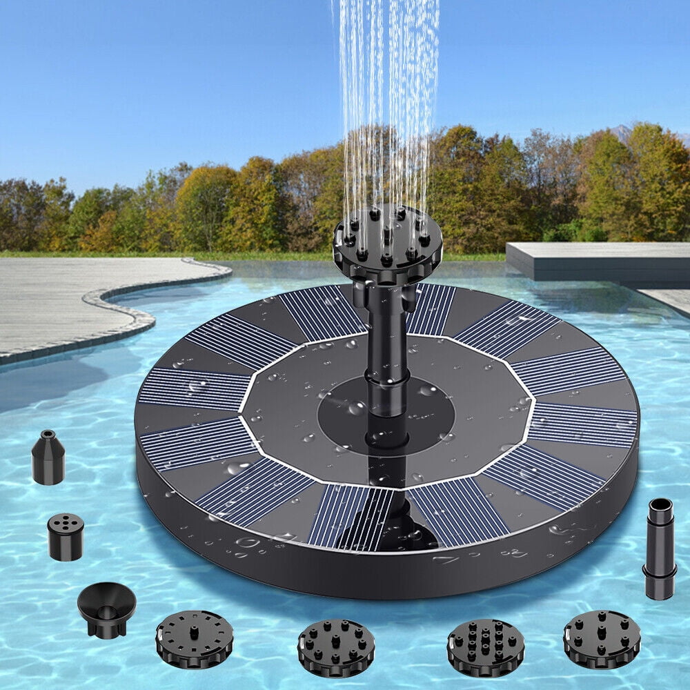 MDHAND Solar Powered Outdoor Bird Pond Fountain Pump Black For Swimming Pool, Garden, Aquarium ...