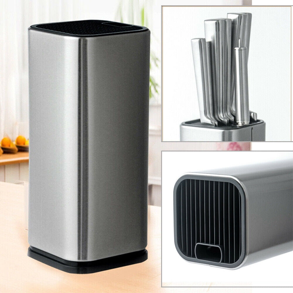 MDHAND Universal Knife Block, Stainless-Steel Modern Rectangular Design ...