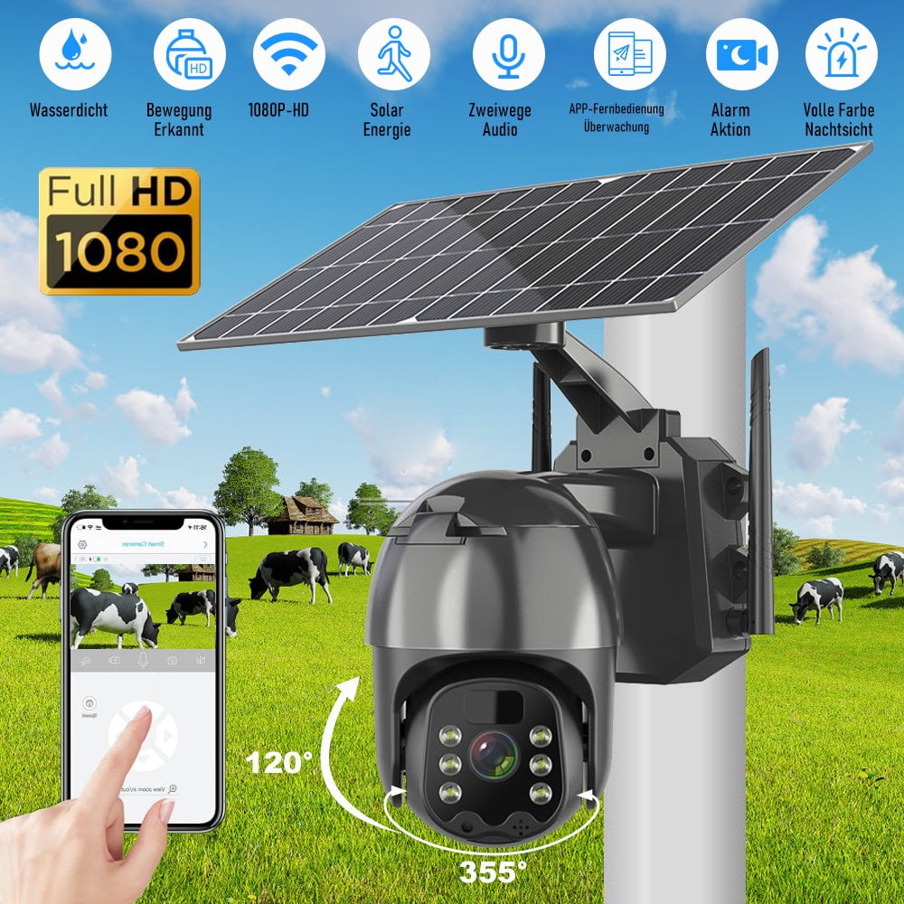 MDHAND Wireless Outdoor Security Camera, Solar Powered Home Security ...