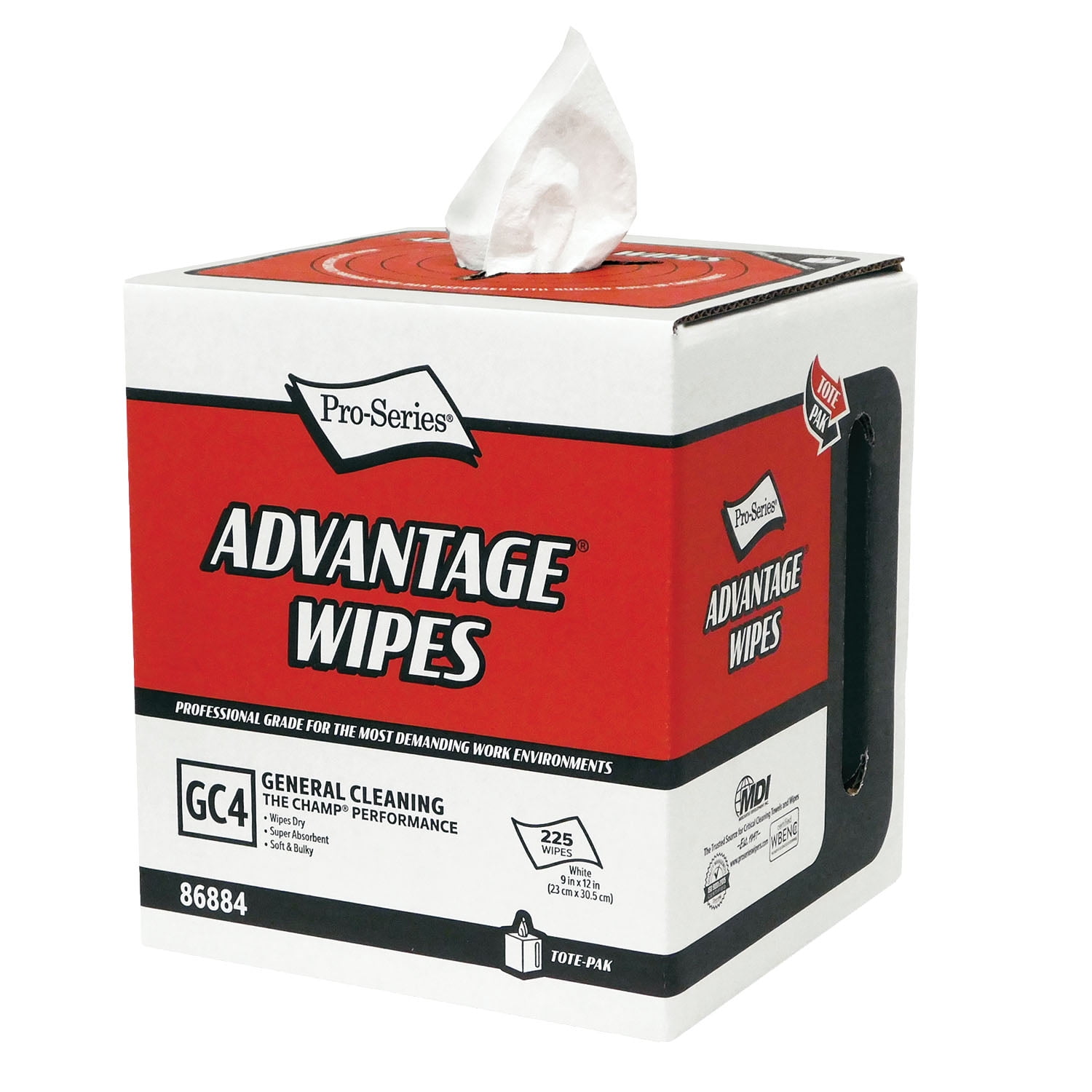 MDI 86884 All Purpose Cleaning Wipes, 225, 12 in L x 9 in W, DRC, White ...