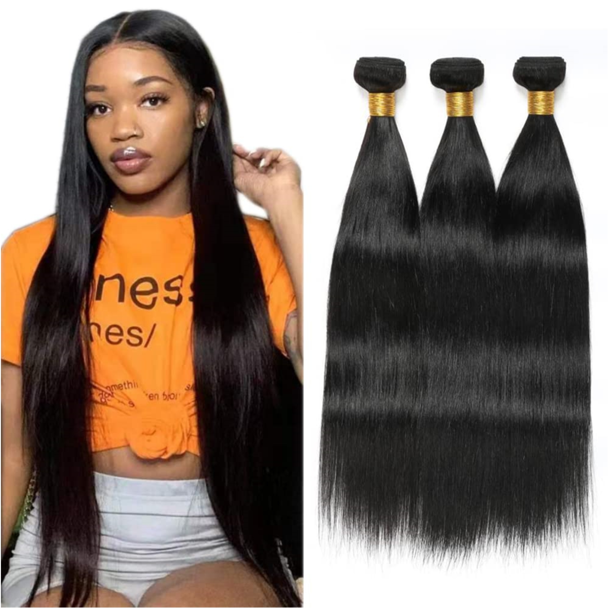 SAYFUT Womens Girls 26" Straight Full Head Clip in Synthetic Hair ...