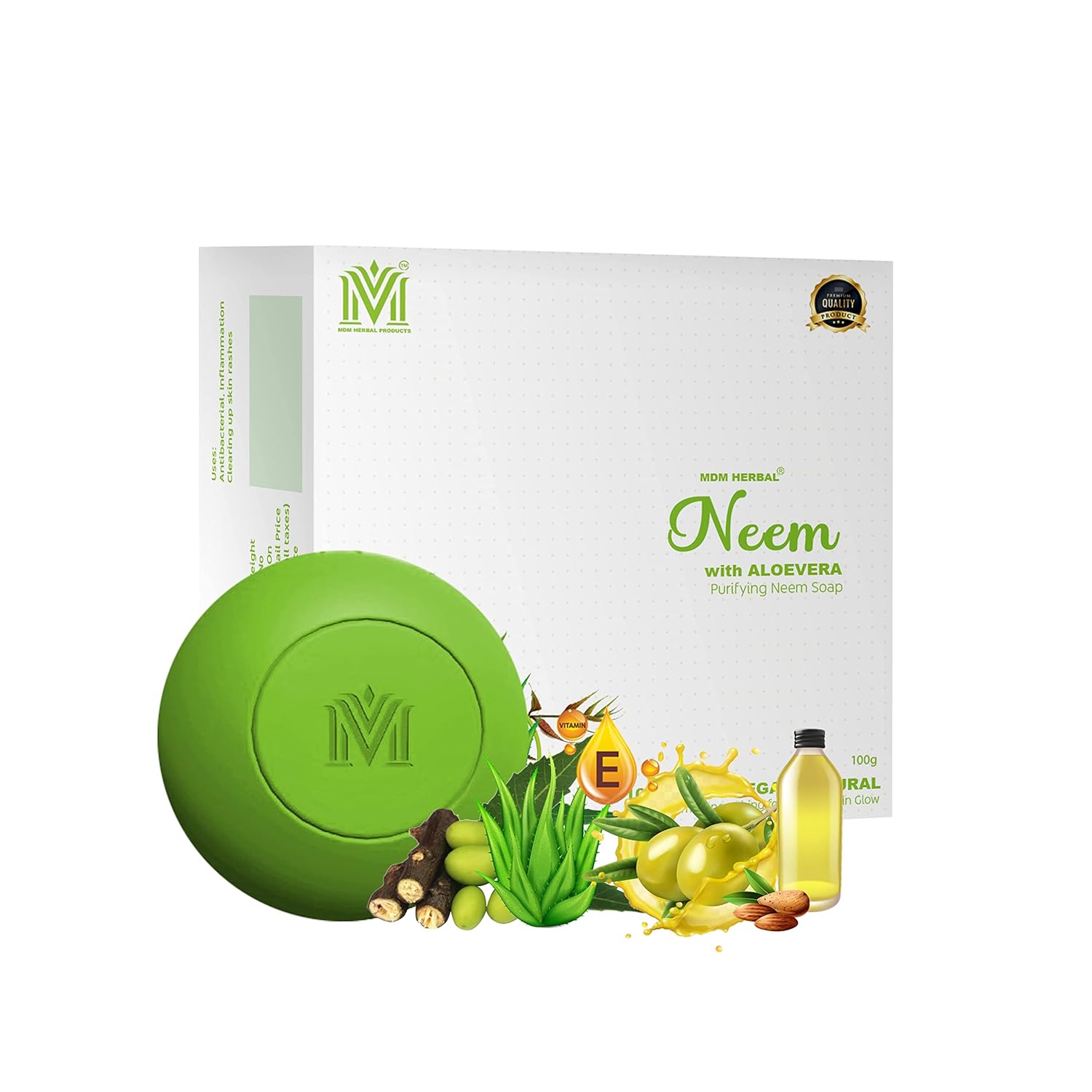 MDM HERBAL PRODUCTS Neem with ALOEVERA Purifying Neem Soap 100 g Super ...