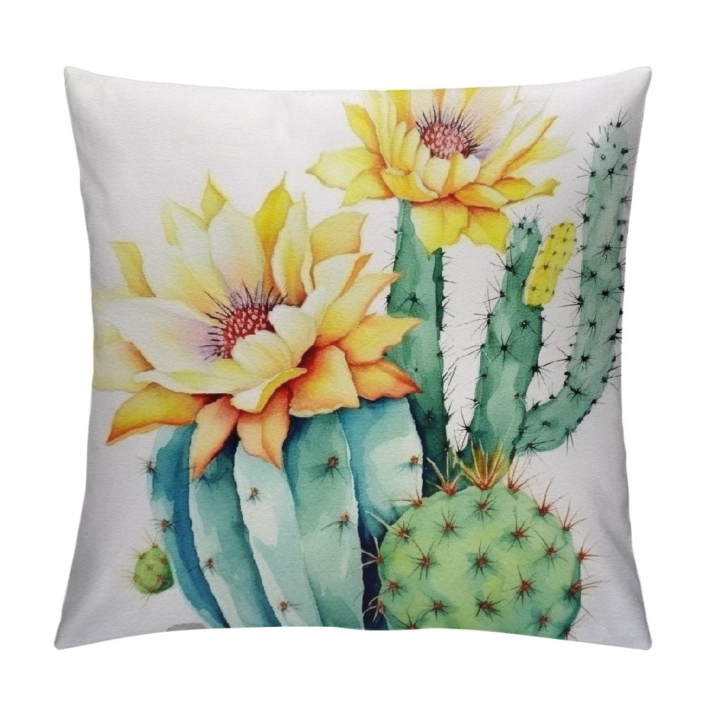 MDO Cactus Throw Pillow Cushion Cover, Vector Image Watercolored Cacti ...