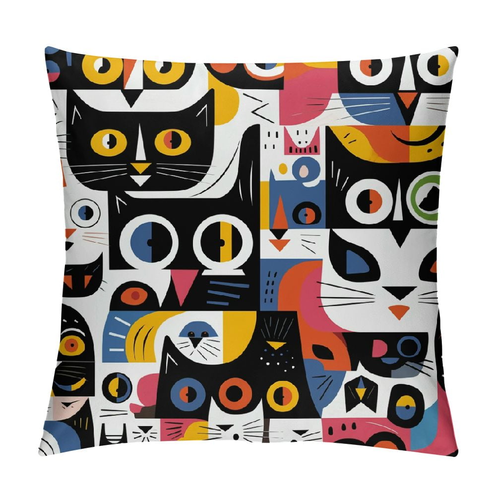 MDO Cats Pillow Sham, Funny Colorful Graphic Kittens Cartoon Style Boys ...