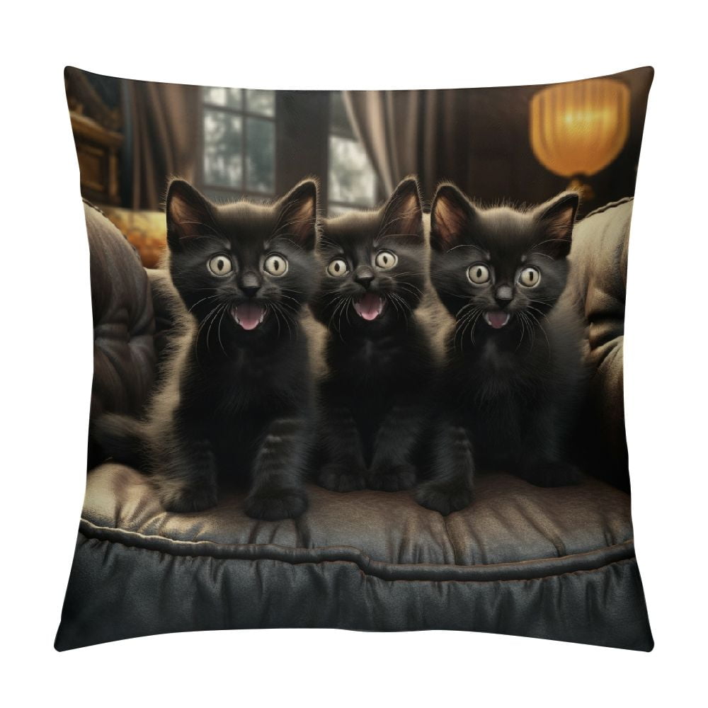 MDO Cute Cats Decorative Throw Pillow Cover Case, Kittens Family Cats ...