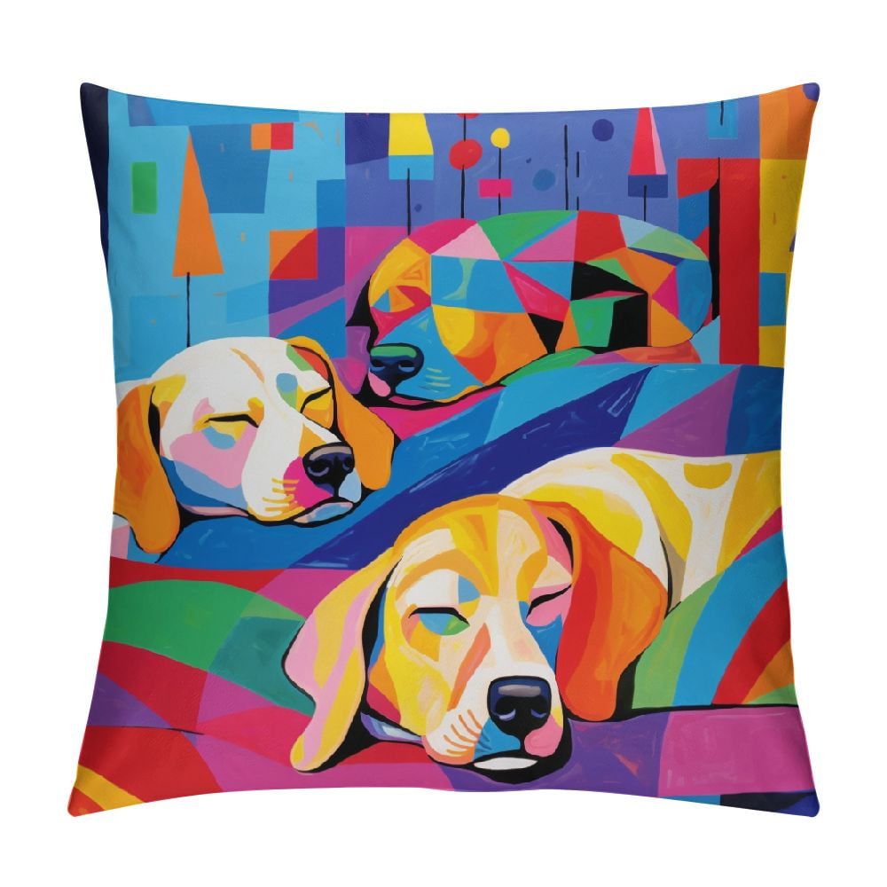 MDO Cute Dogs Pillow Cover Puppy Pets Animals Funny Curious Cartoon ...