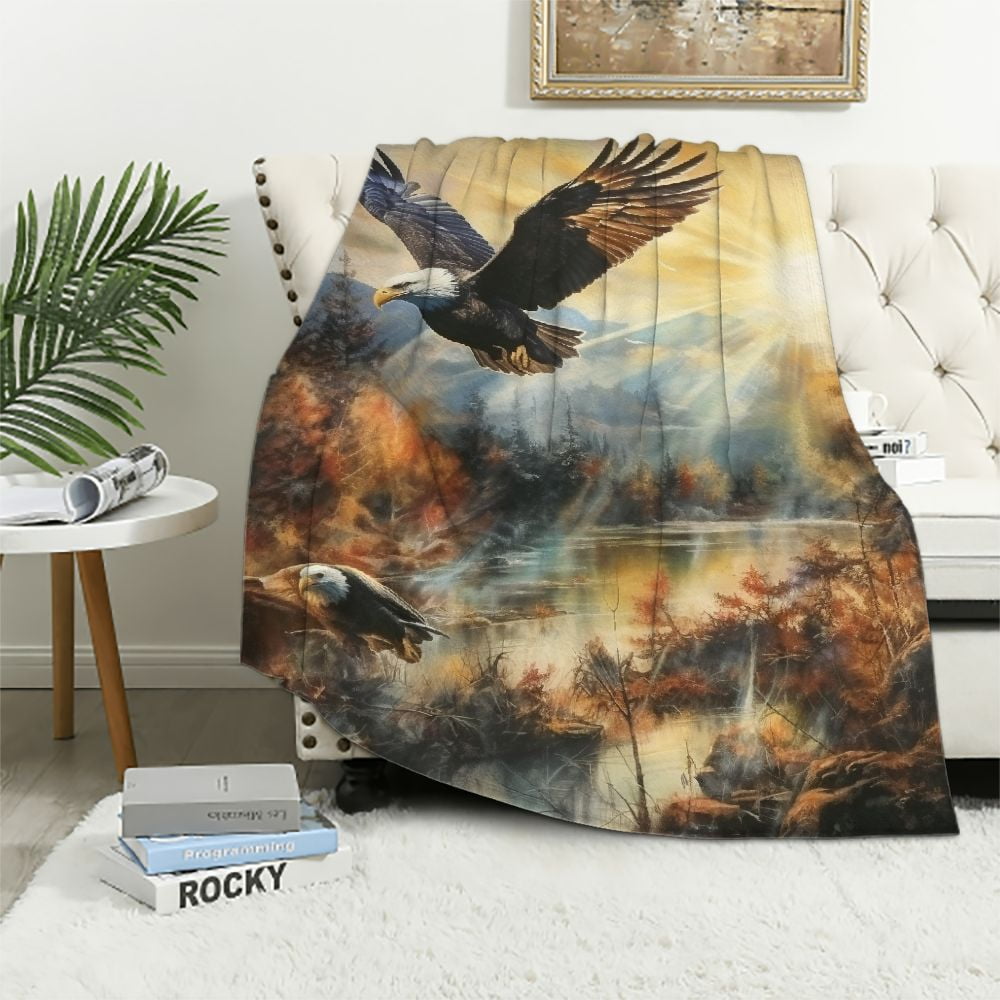 MDO Eagle Fleece Blanket for Bed 50"x60" Flying Eagle Fleece Throw ...