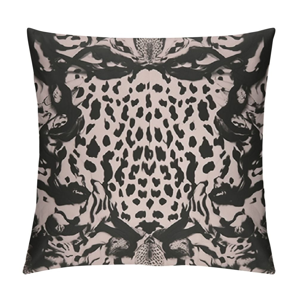 MDO Leopard Cheetah Print Pink One Throw Pillow with Cover for Couch ...
